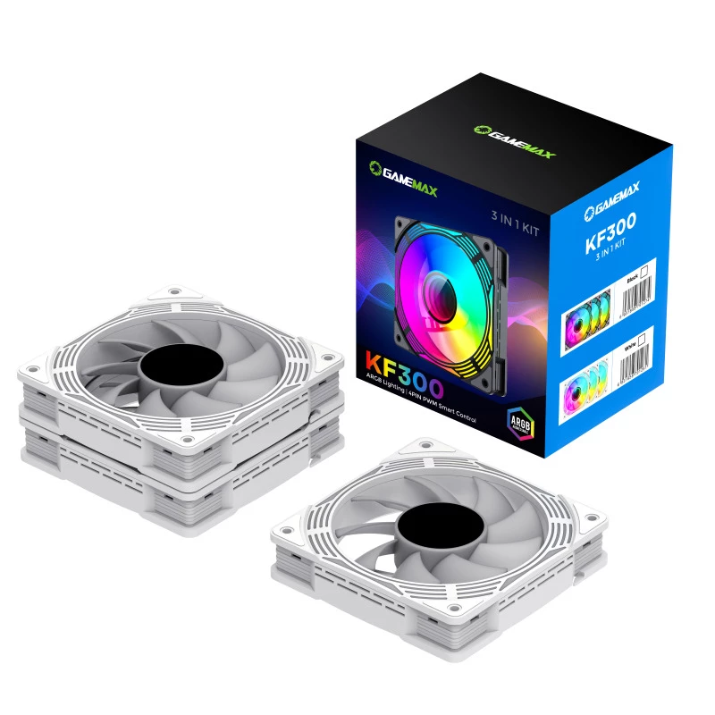 Ventiladores KIT 3 en 1 Gamemax KF300 ARGB Blanco /Controlador/ Control ...